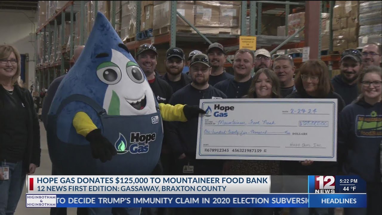 Hope Gas donates $125,000 to Mountaineer Food Bank - YouTube
