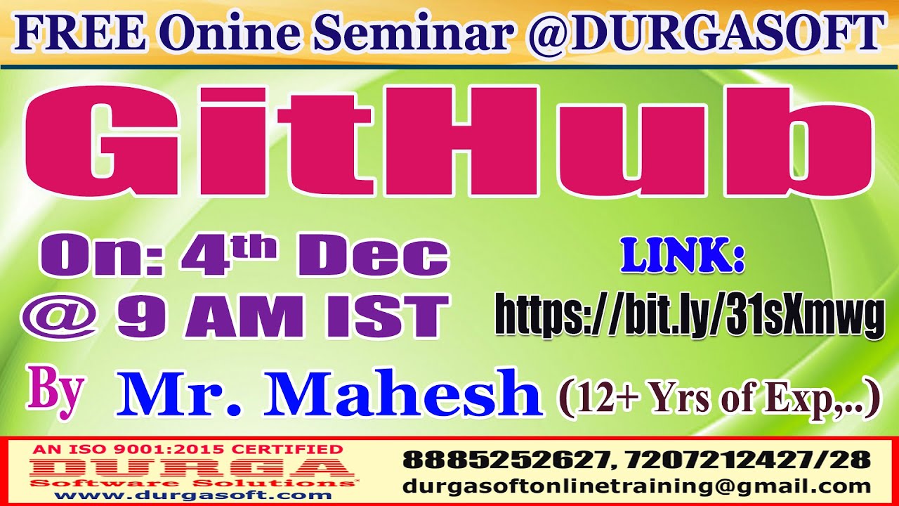 GitHub (FREE Seminar) Online Training @ DURGASOFT - YouTube