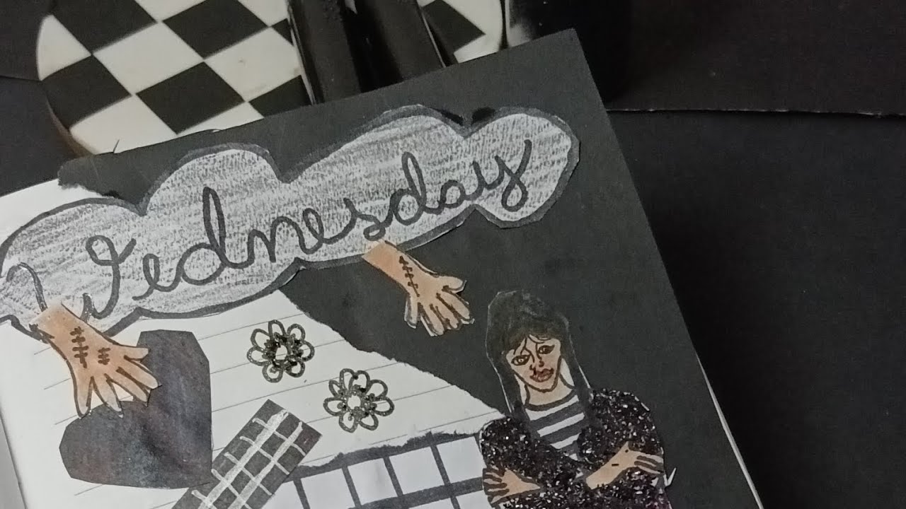 Homemade Wednesday journal 🖤/journal /art /black /suhemaart - YouTube