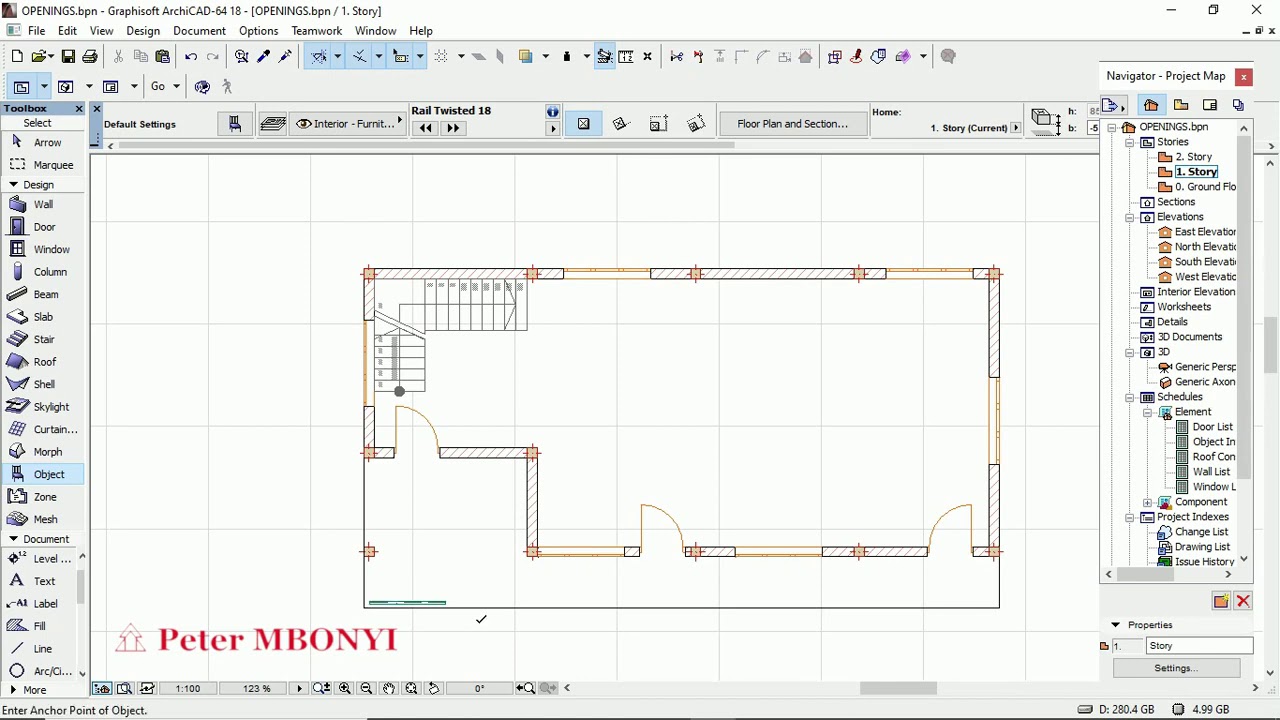 13.a, HOW TO PLACE HANDRAILS ON MULTISTORY BUILDING @@ArchiCAD Part 13 ...