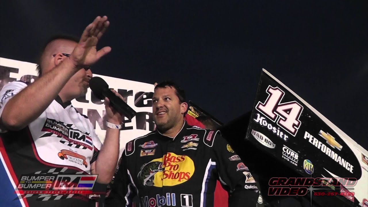 Tony Stewart 410 Outlaw Sprint Car post-race interview - YouTube