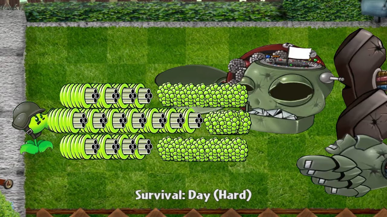 Chomper + Gatling Pea vs Super Dr. Zomboss vs 99 Screen Door Zombie ...