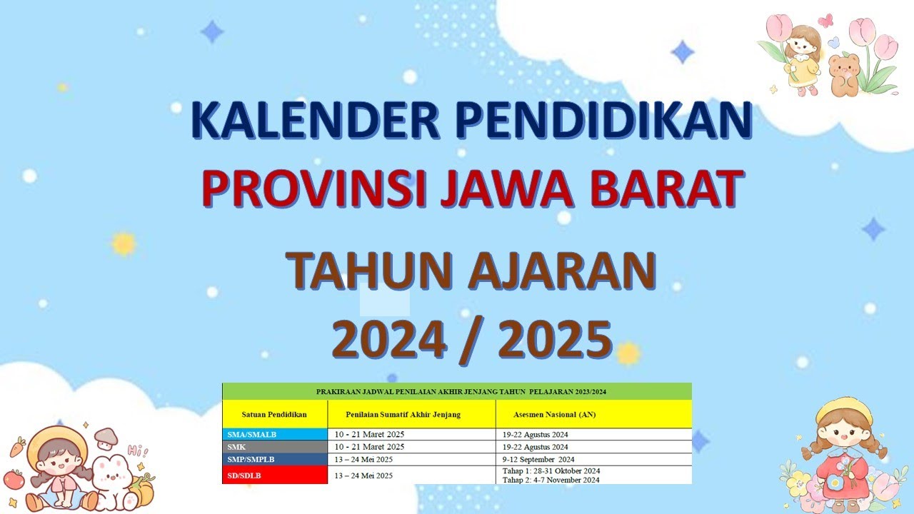 Kalender Pendidikan Tahun Ajaran 2024/2025 - Provinsi Jawa Barat - YouTube