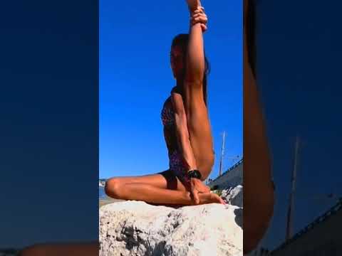 Beautiful girls Beach Yoga