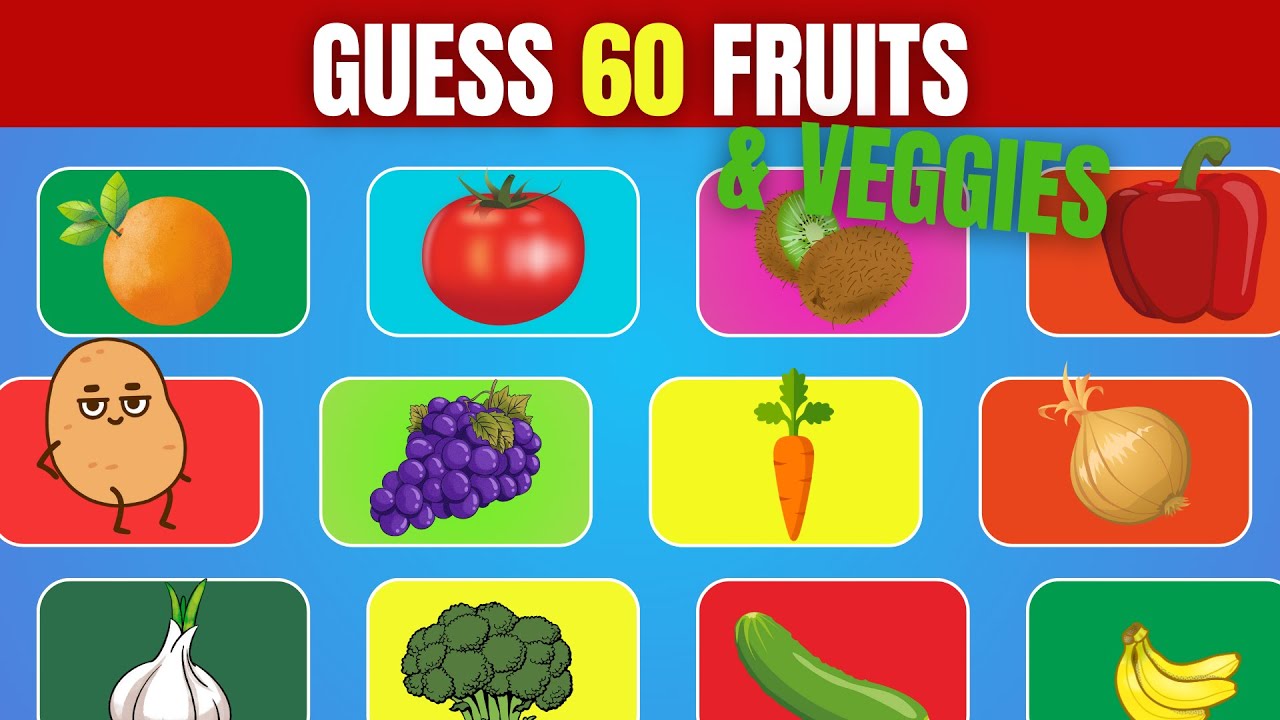Guess 60 FRUITS and VEGETABLES in 3 seconds 🍌🥕🥔 | 60 Different Types of ...