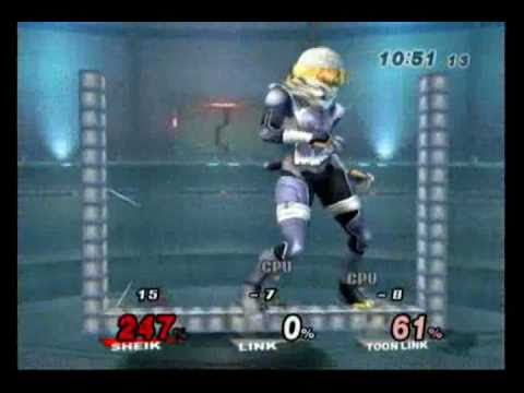 SSBB: Giant Sheik vs Link and Toon Link (Mega Brawl) - YouTube