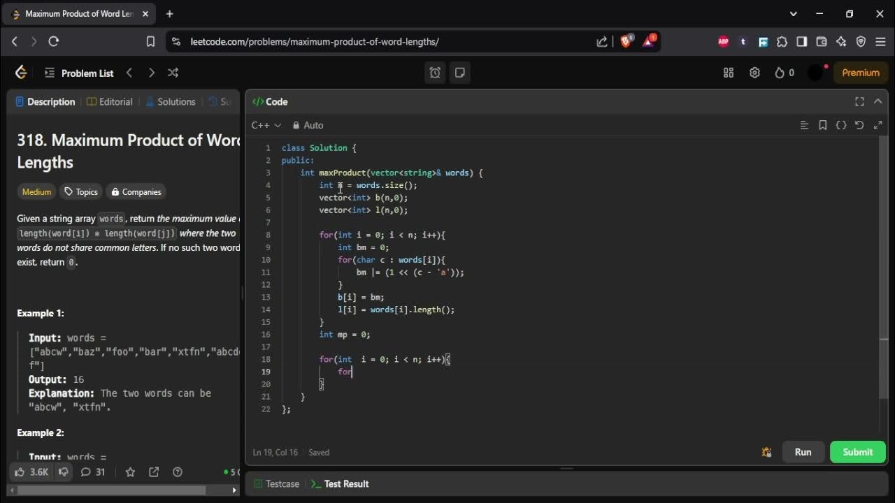 leetcode-318 - YouTube