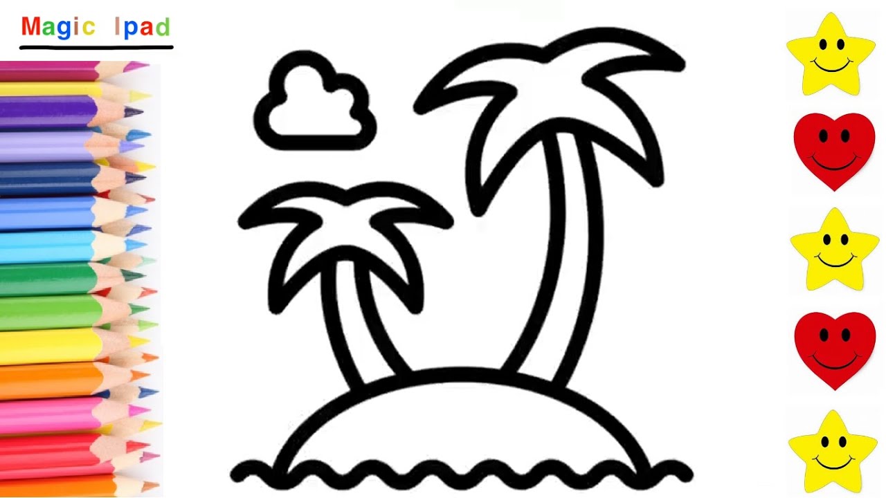 Como dibujar una ISLA | dibujos para niños 💓⭐ How to draw an ISLAND ...
