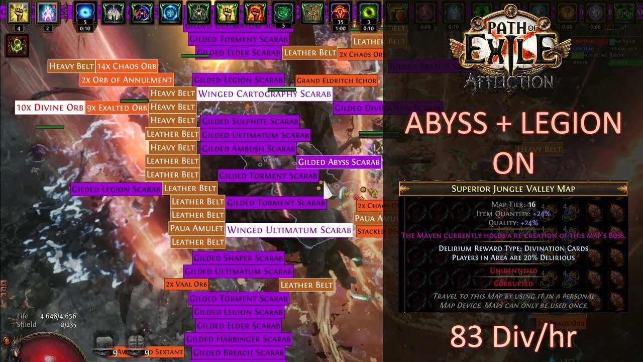 Poe 3.23 - 48 Maps Abyss + Legion on unidentified corrupted map - YouTube