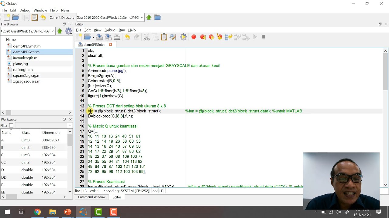 Simulasi JPEG dengan Octave/Matlab (38) - YouTube
