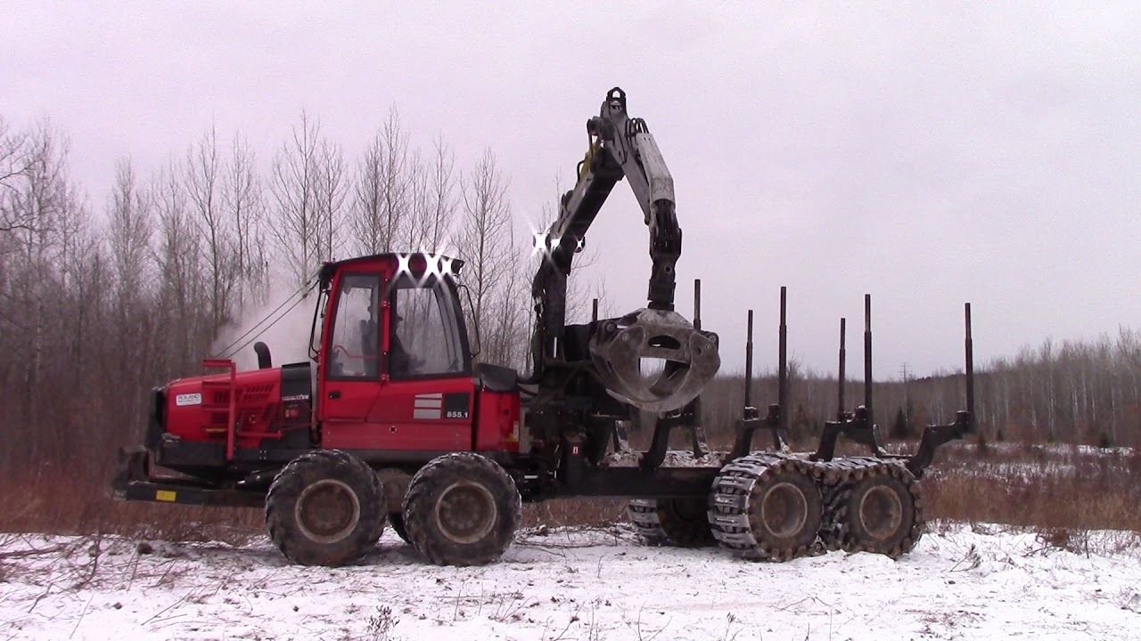 2015 Komatsu 855.1 8 Wheel Double Bunk Forwarder - YouTube