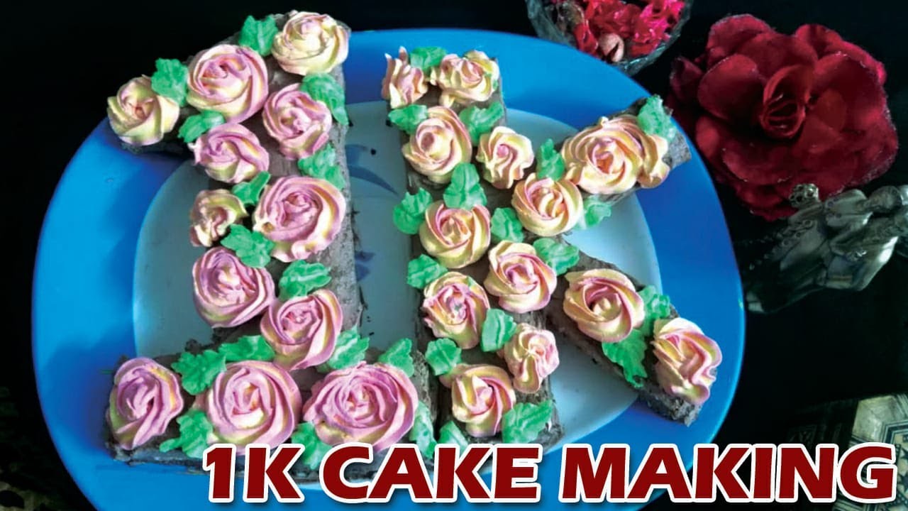 1K SUBSCRIBERS CELEBRATION CAKE MAKING||1K CAKE WITHOUT OVEN ||VANILLA ...