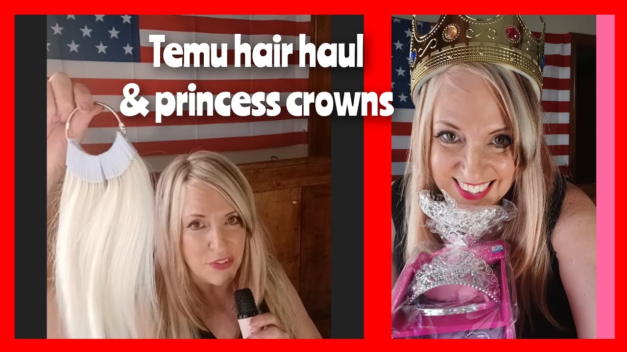 #temu - beauty haul, hair swatches, and beauty crowns $ 3, yes I'm ...