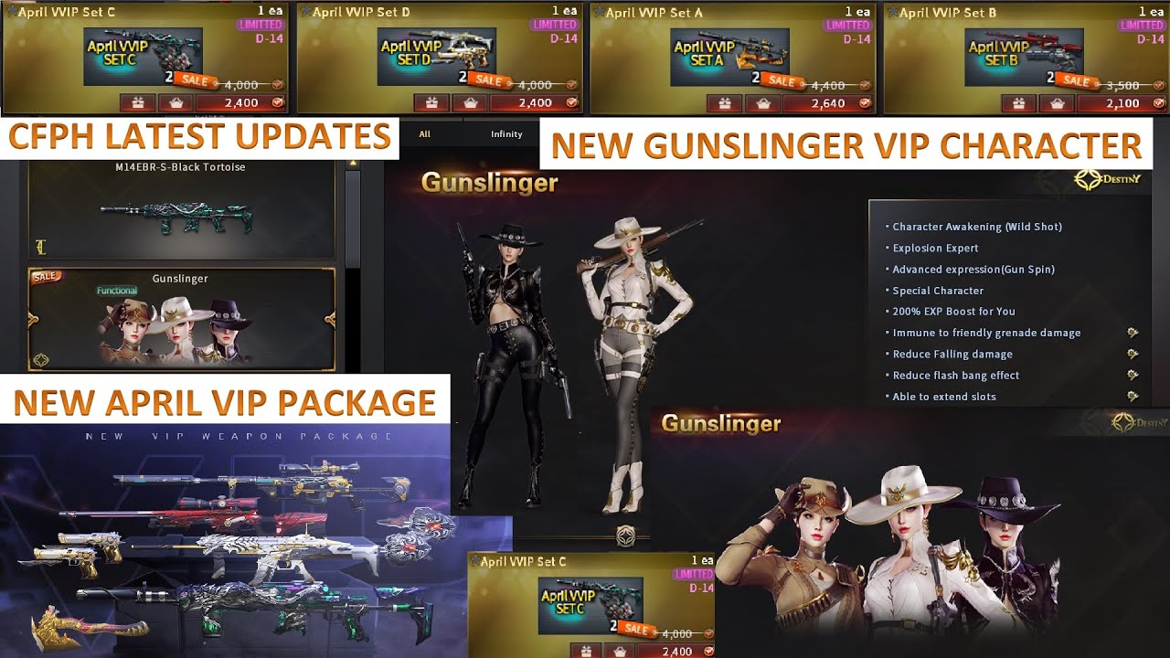 CFPH LATEST UPDATES NEW GUNSLINGER VIP CHARACTER & APRIL VIP PACKAGE ...