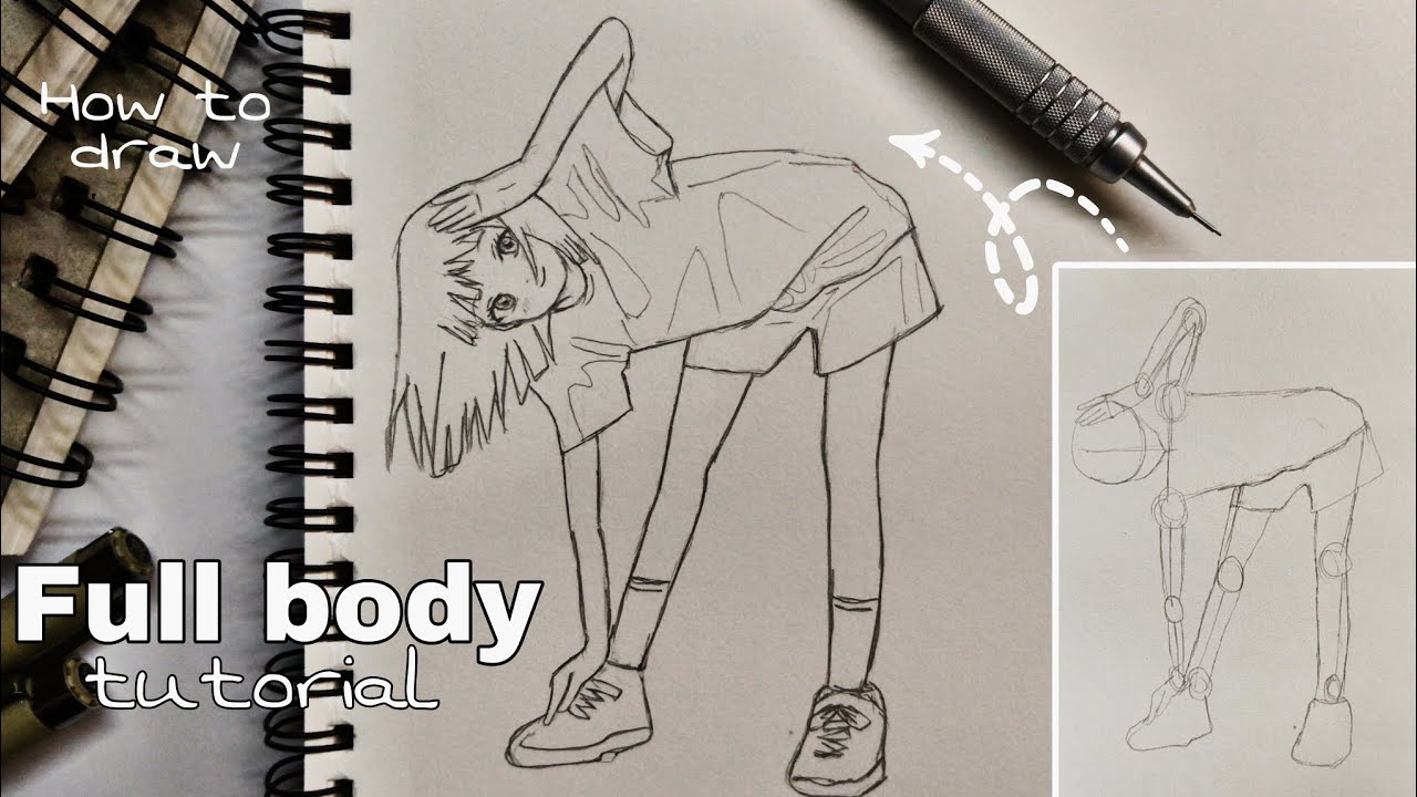 Full body tutorial | How to draw anime cute school girl full body ...