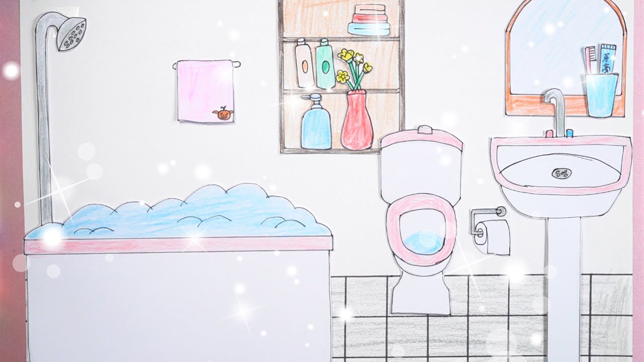 Handmade Paper Doll Toys: Make a bathroom for paper dolls(手工纸娃娃玩具：为纸娃娃 ...