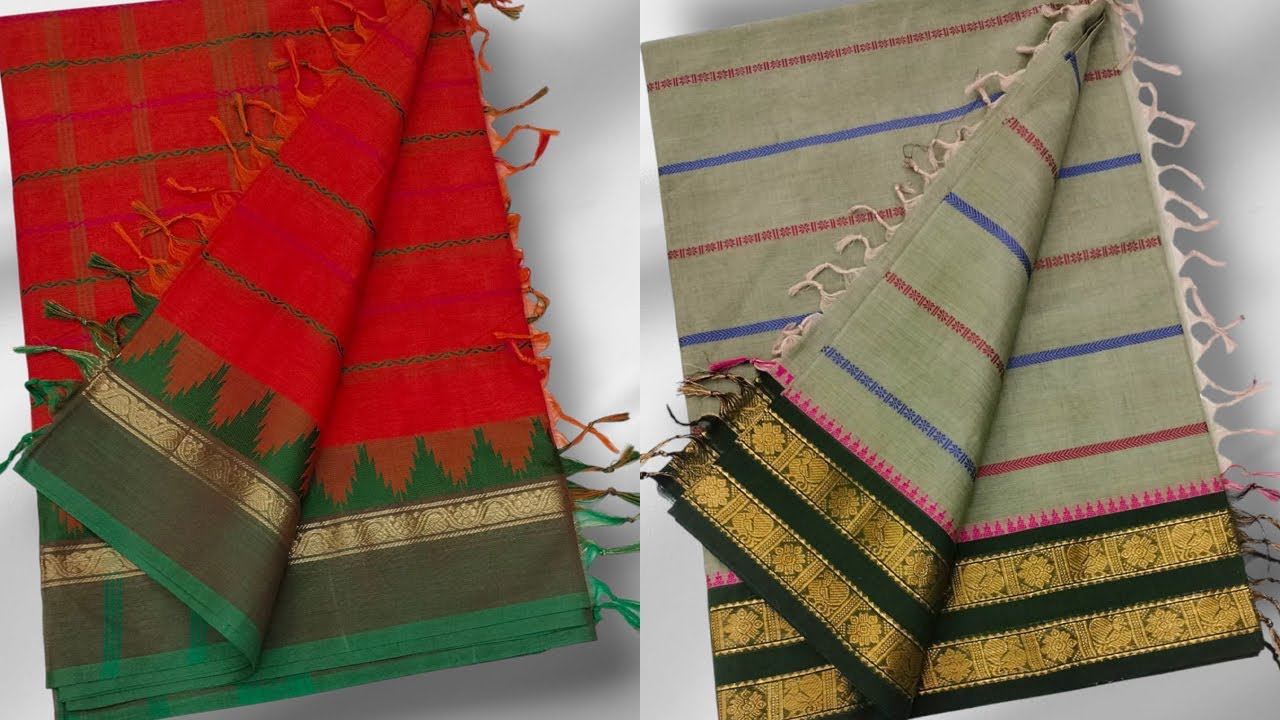 KANCHI COTTON SAREES 🎀100 counts 🌲Line Butta work on full body🎄Kunjam ...