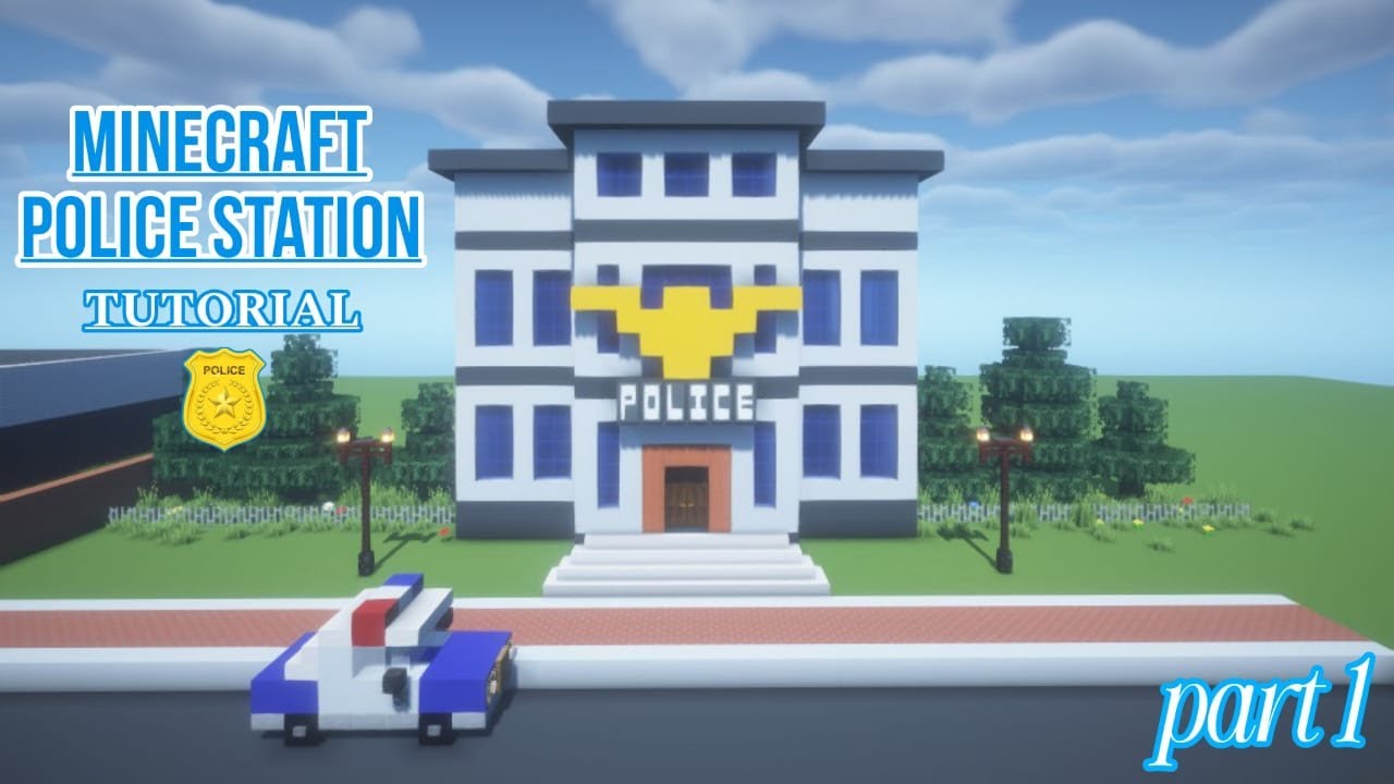 How to make a Police Station 👮‍♂️🚔 in Minecraft 🐼 | part 1 | Police ...