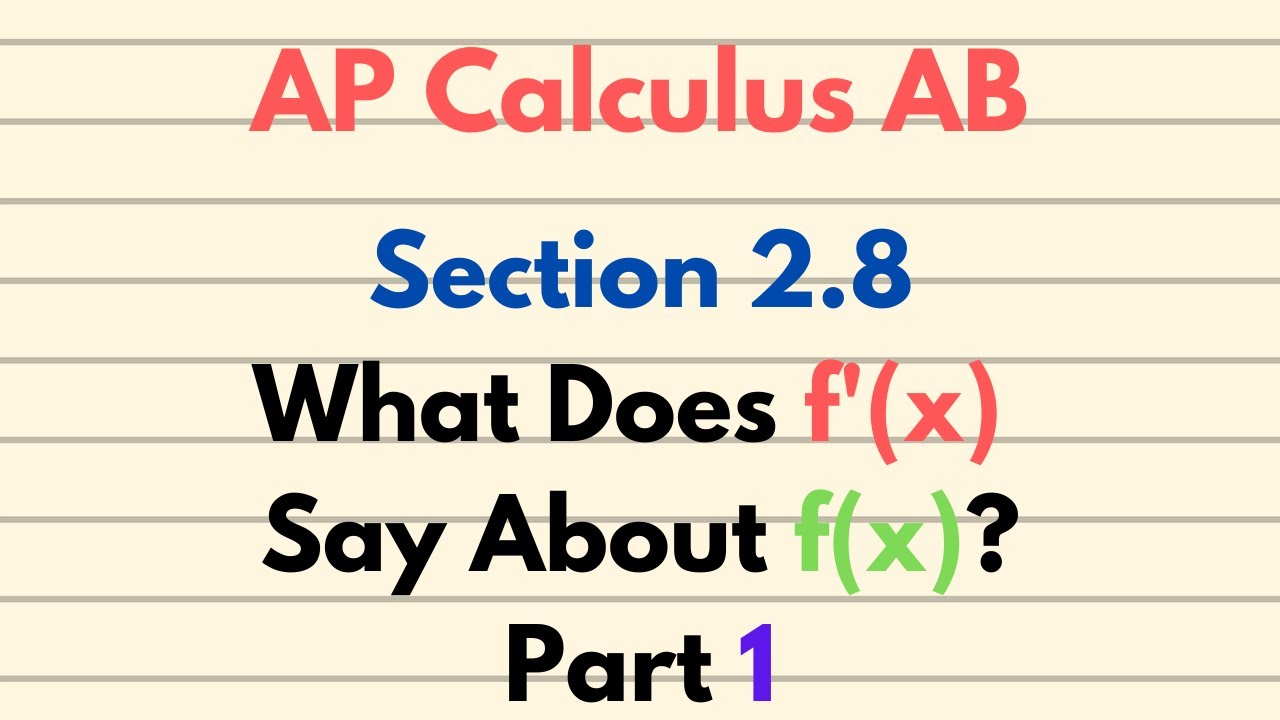 Calculus - What Does f'(x) Say About f(x)?, Part 1 - YouTube