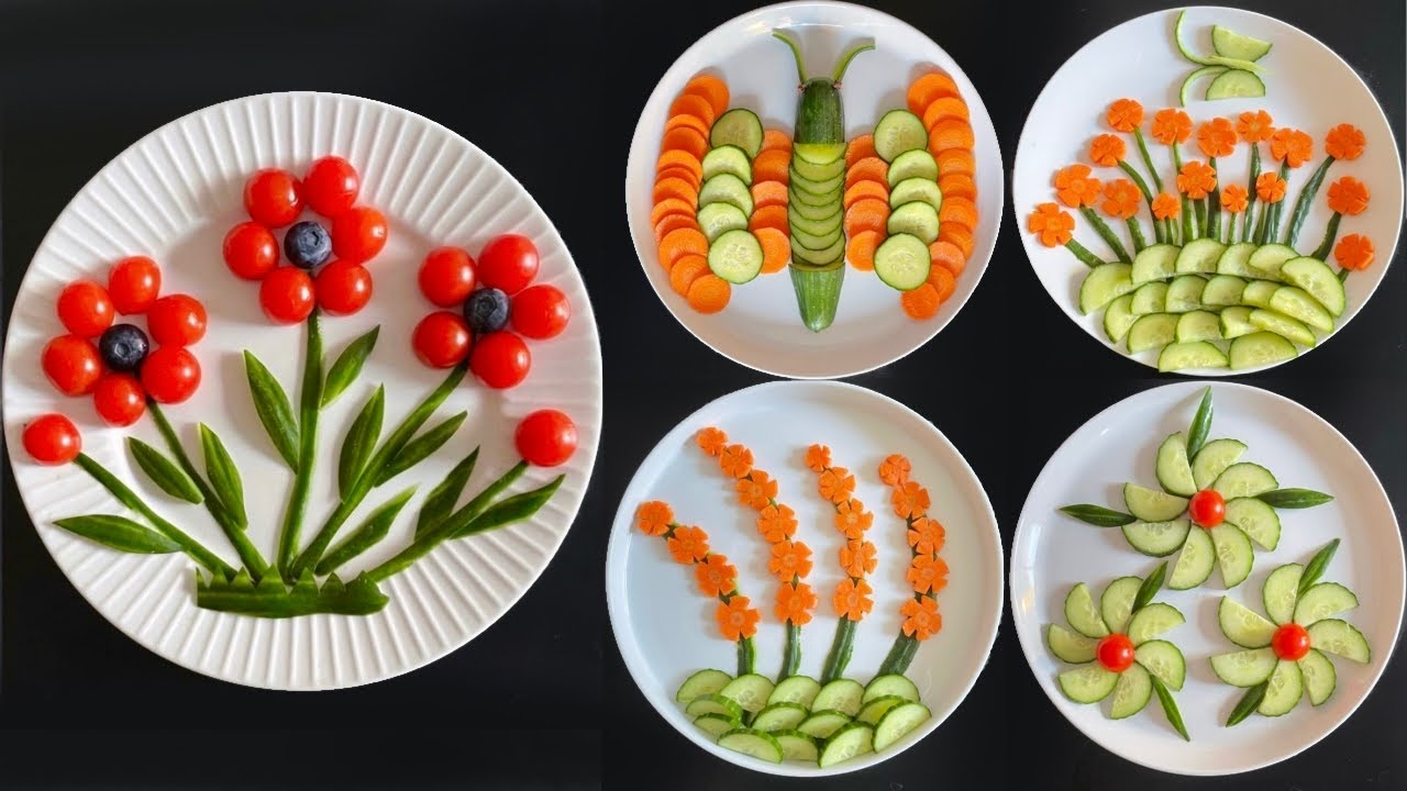 Top 5 Salad Decoration Ideas / Super Salad Decoration / Salad Cutting ...