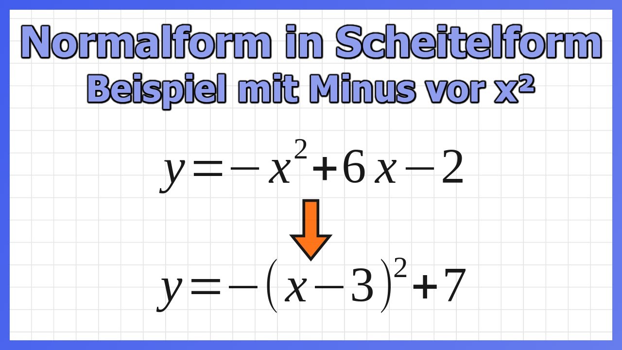 Allgemeine Form in Scheitelpunktform umrechnen - Beispiel mit Minus vor ...