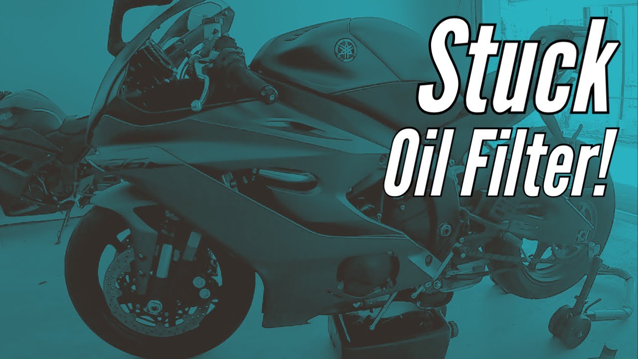 Stuck motorcycle oil filter removal | 2019 Yamaha R6 oil change quick ...