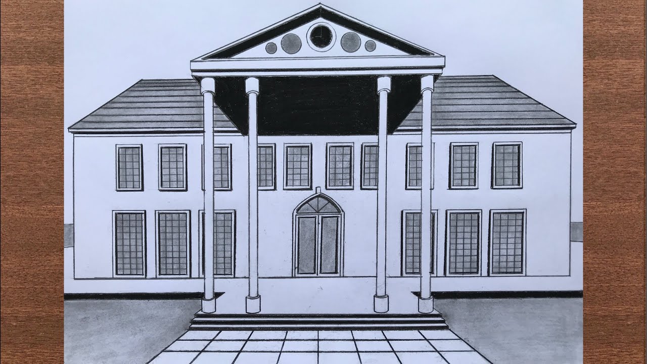 How to Draw a School in 1-Point Perspective - YouTube