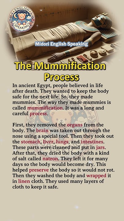 Midori English Speaking :The Mummification Process #shorts | learn ...