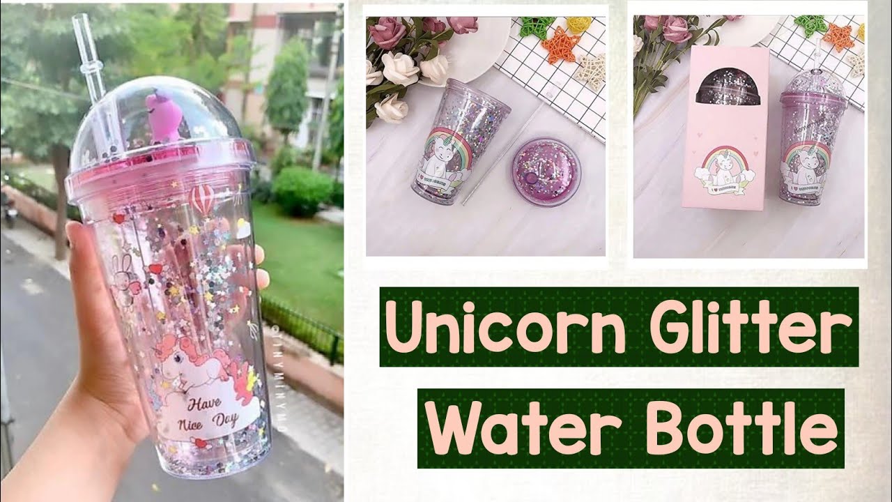 Unicorn Glitter Water Bottle 1000ml | Sipper Glass Tumbler | Sipper for ...