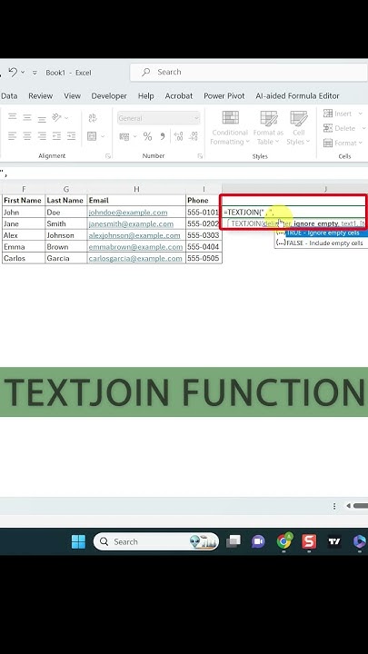 How to use TEXTJOIN Function in Excel | Better Than Concatenate | Get Data in Seconds - YouTube
