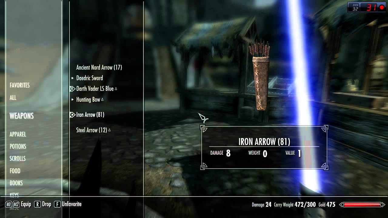 Skyrim Lightsaber mod pc - YouTube