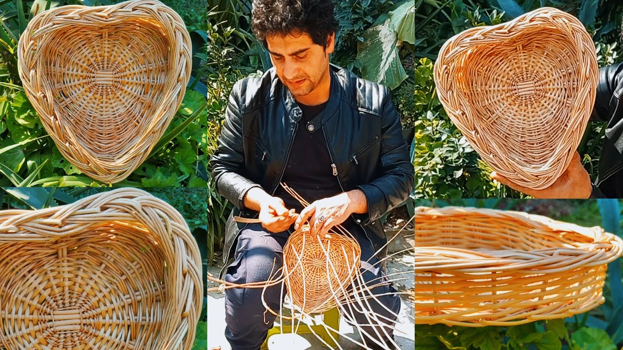 Attractive heart-shaped basket weaving steps - YouTube