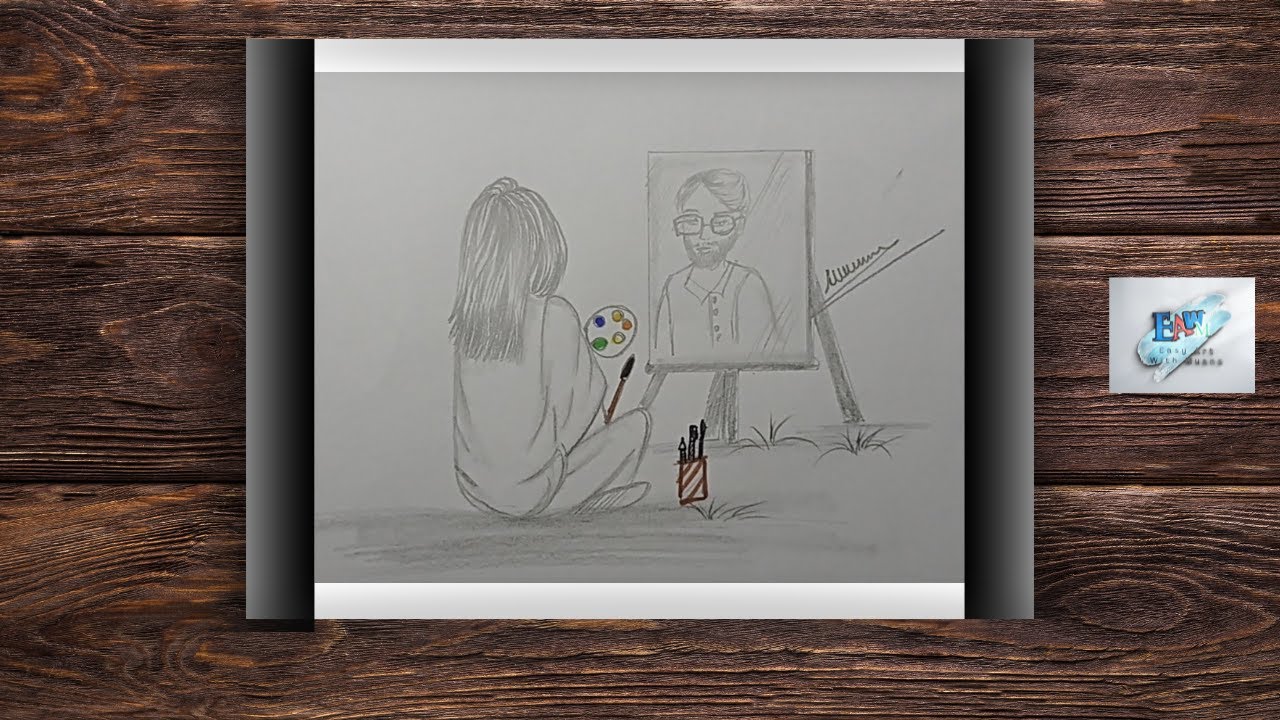 How To Draw A Girl Sitting Alone Draw A Picture/Easy Drawing For ...
