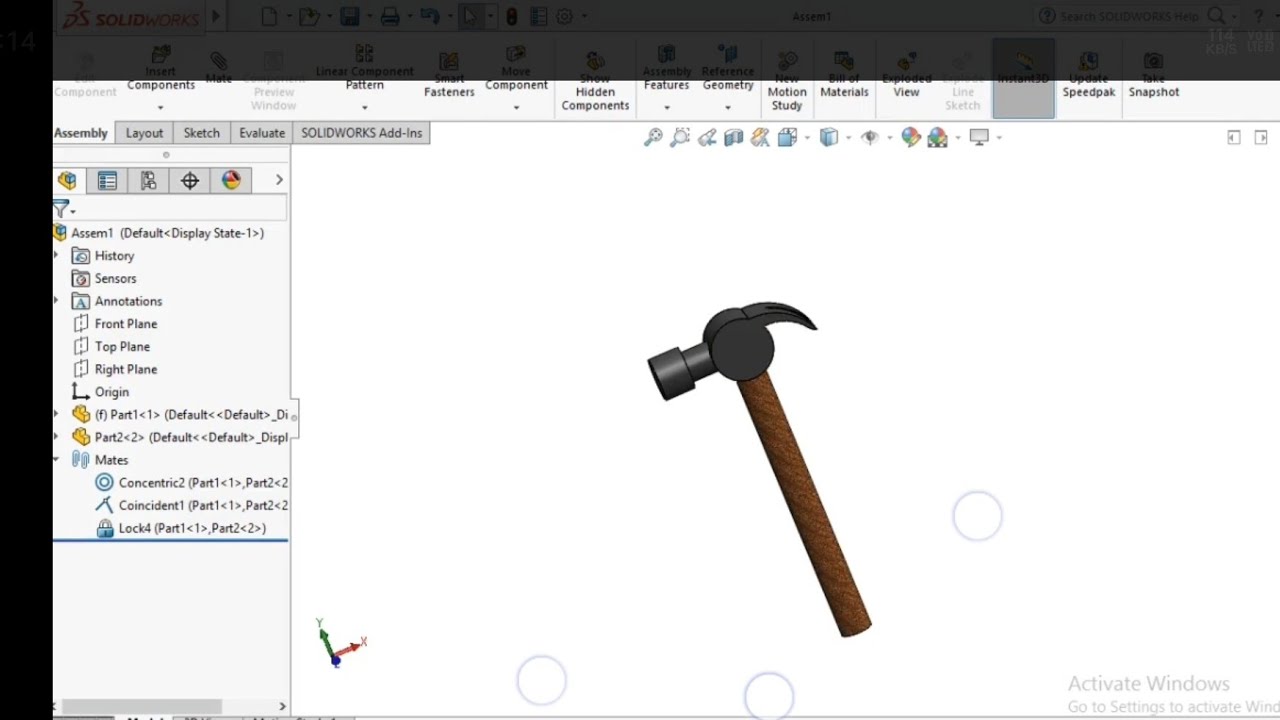 hammer in solidworks - YouTube