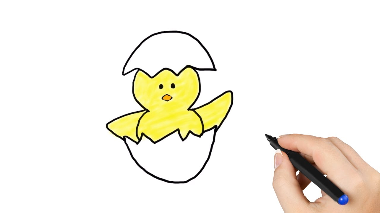 How to draw Chick hatching from egg easy | Easy drawing for kids - YouTube