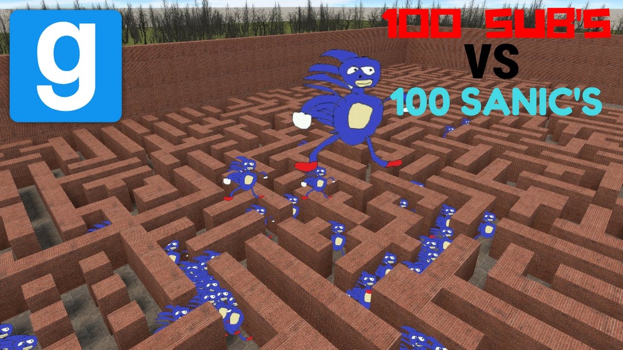 Garry's Mod sandbox 100 NEXTBOT SANIC MAZE SURVIVAL - YouTube