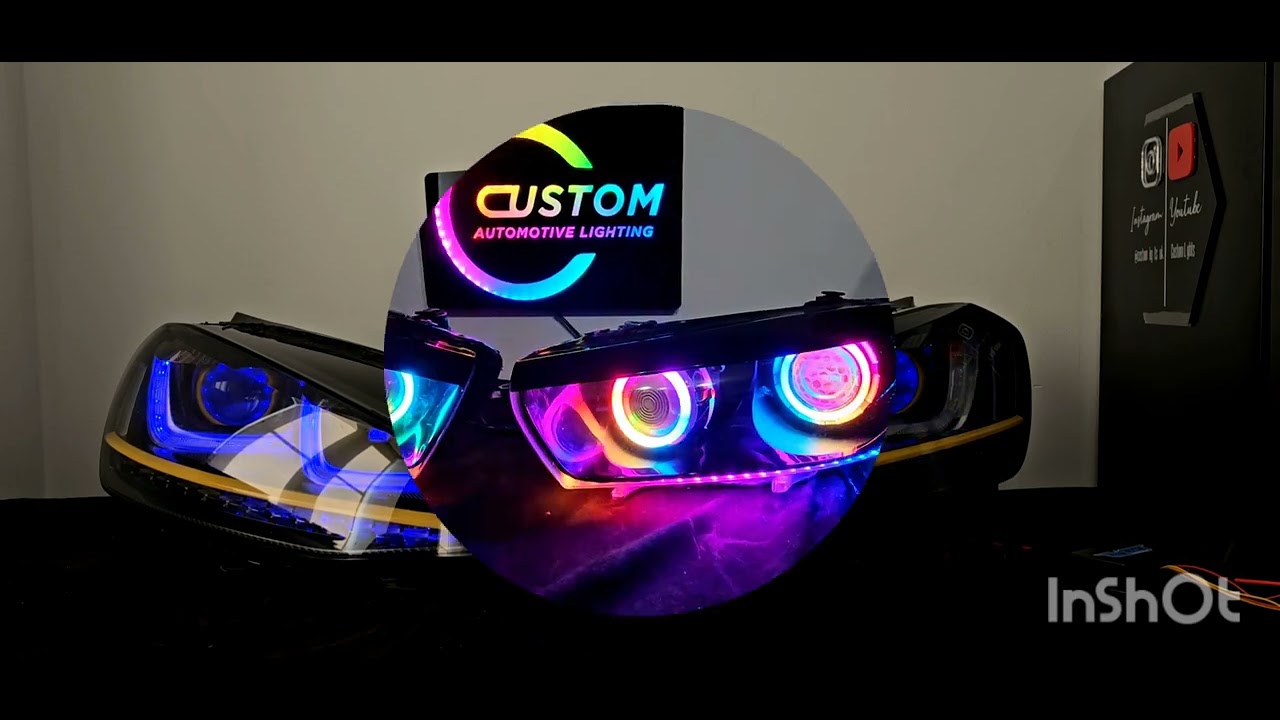 custom rgb led car lights - YouTube
