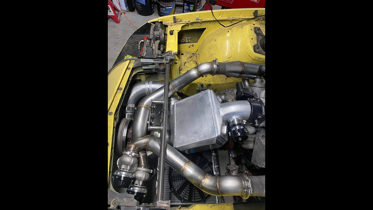 My 1986 Iroc gets a custom front mount turbo setup!! - YouTube