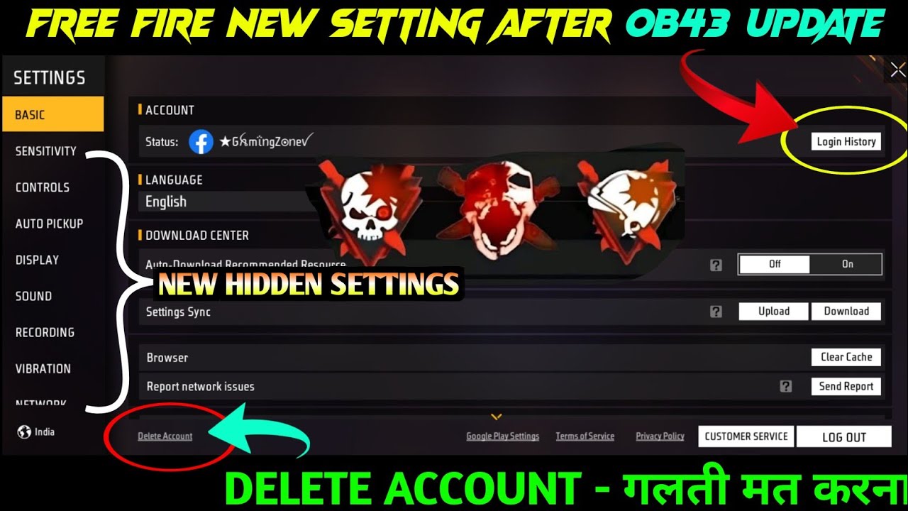 FREE FIRE NEW SETTING AFTER OB43 UPDATE | HOW TO CHANGE HEAD SHOT SIGN ...