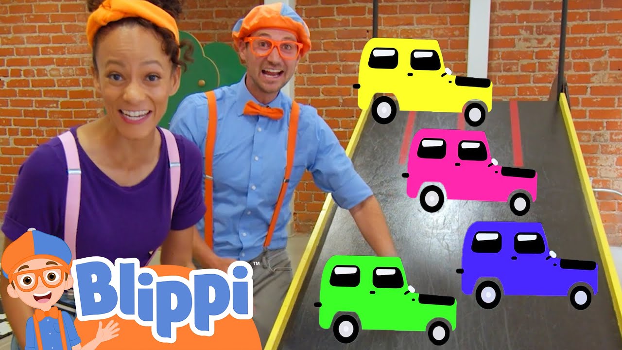 Blippi & Meekah Race Rainbow Color Toy Cars! | Children's Museum ...