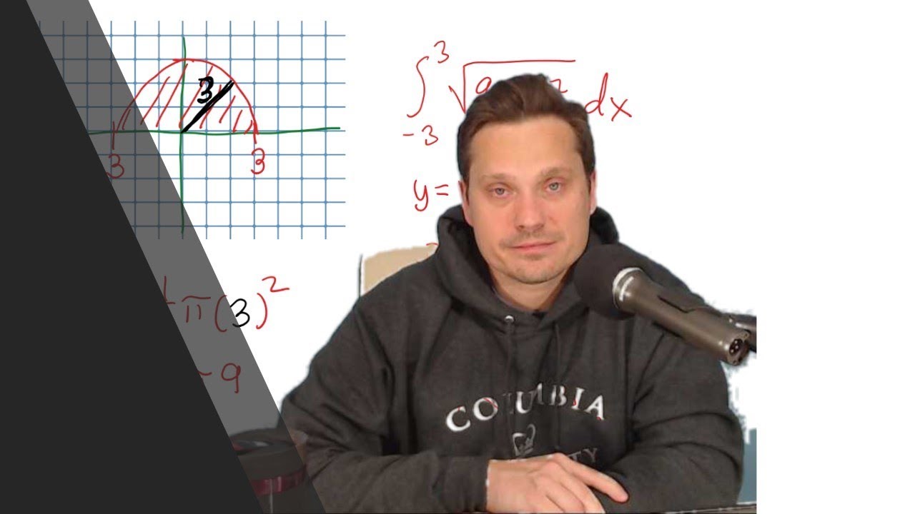 Integral value through geometric reasoning, for a half-circle - YouTube