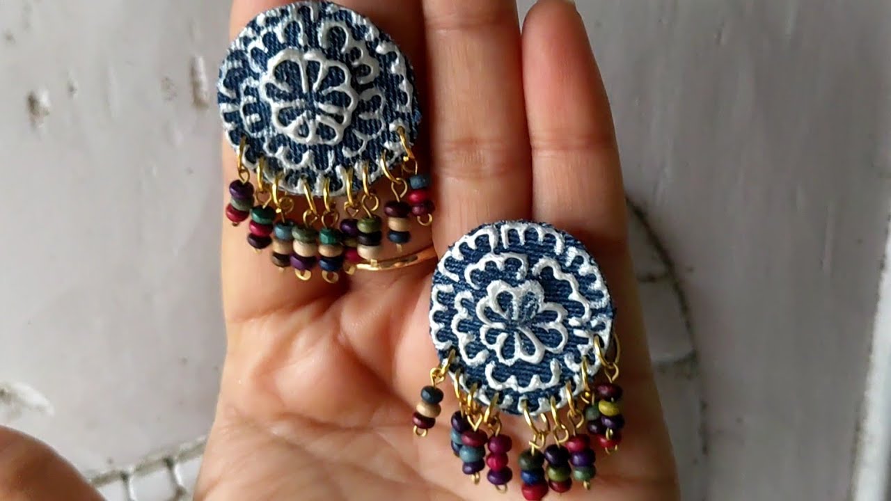 How to make stud earrings| Denim Studs - YouTube