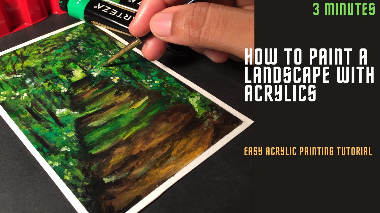 How to Paint a Realistic Landscape using Acrylics | Short Timelapse ...