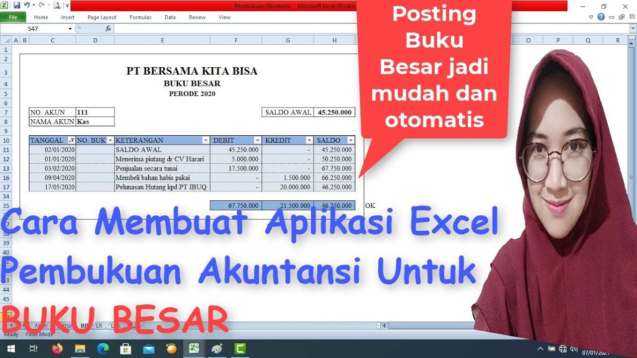 Aplikasi Excel Pembukuan Akuntansi II Part 3 BUKU BESAR - YouTube