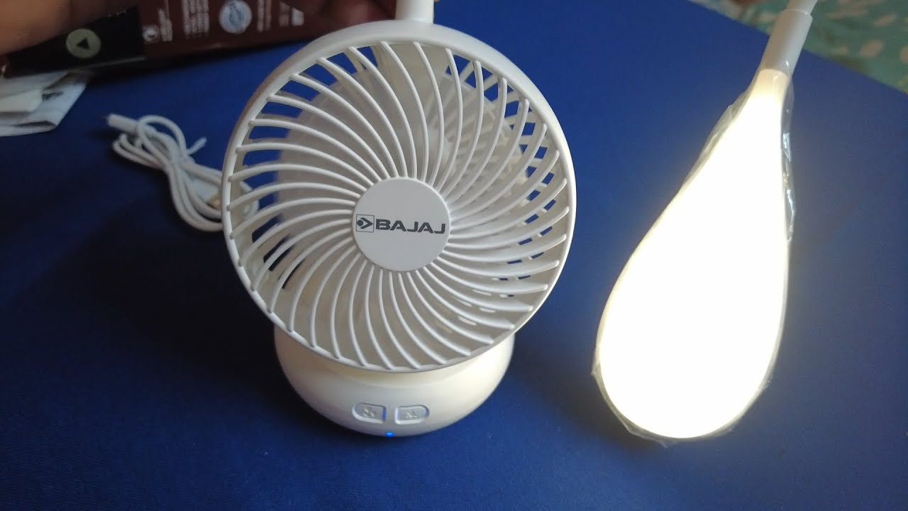 Bajaj Airlight Mini USB portable fan with table lamp user review || USB ...