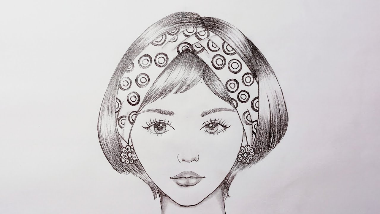 How to draw a girl with short hair easy || Girl sketch step by step # ...