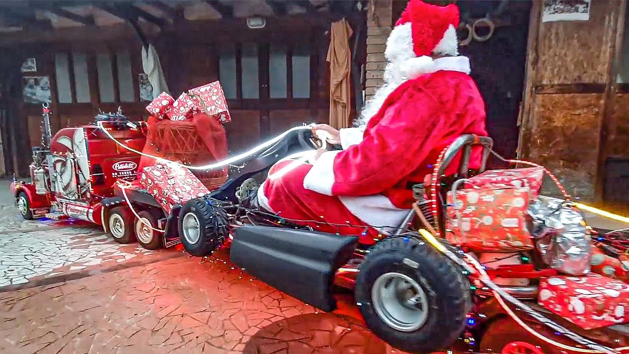 Giant Models Peterbilt and Santa Claus Go-Kart - YouTube
