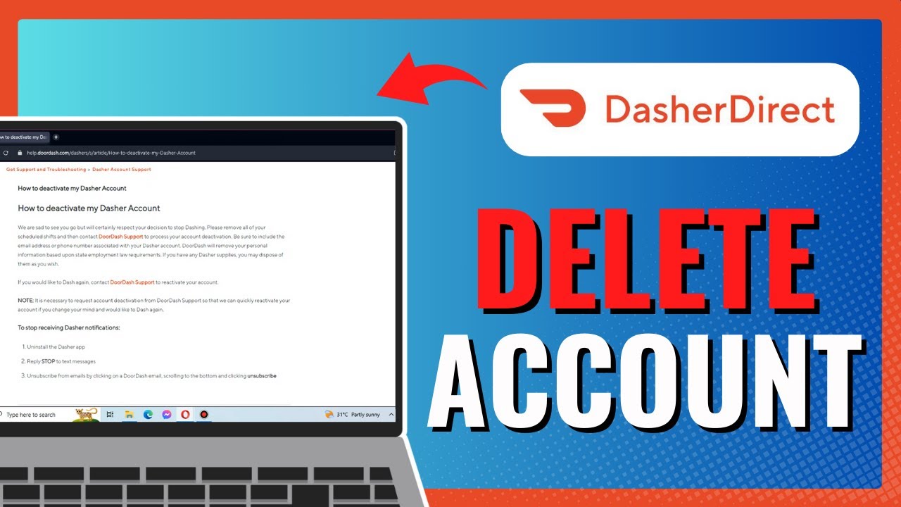 How to DELETE DASHER DIRECT ACCOUNT 2024! - YouTube