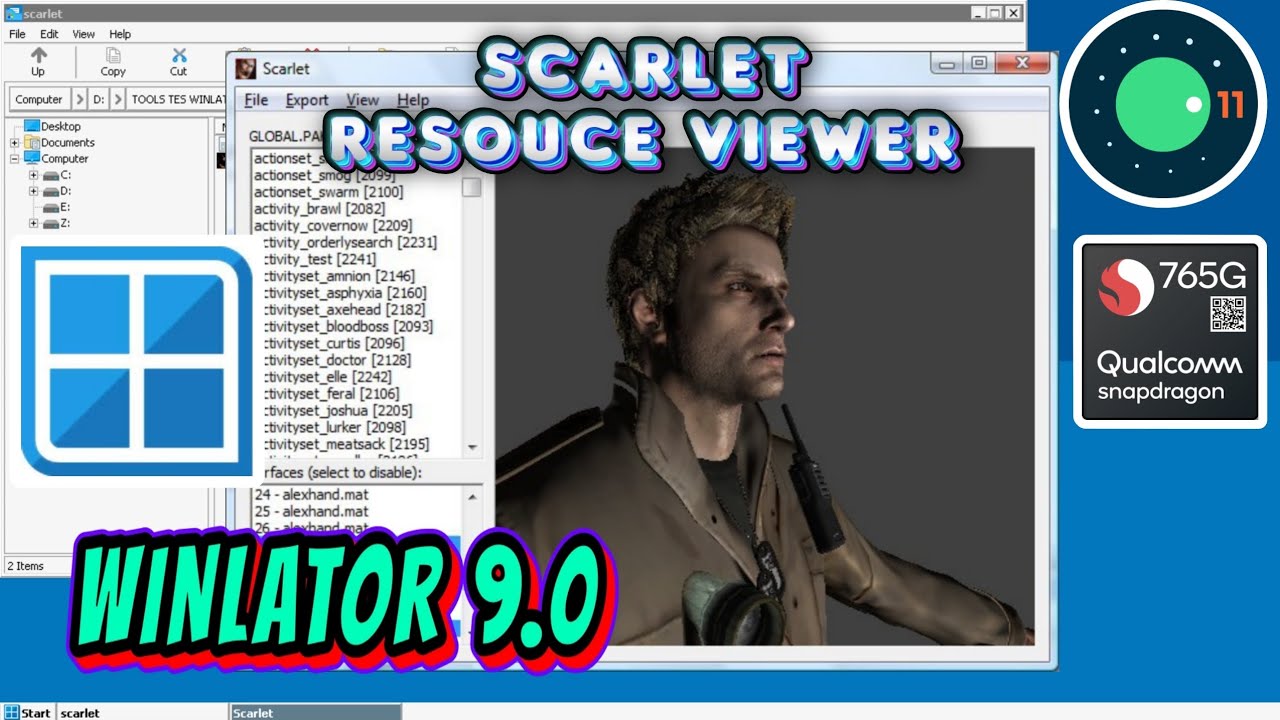 Winlator 9.0 SCARLET di Android 11 snapdragon 765g gpu adreno 620 - YouTube