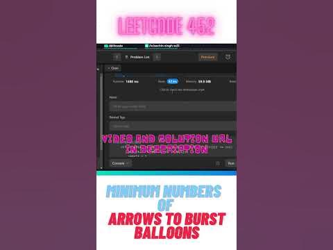 452. Minimum number of arrows to burst balloons | #shorts #leetcodedailychallenge #leetcode ...